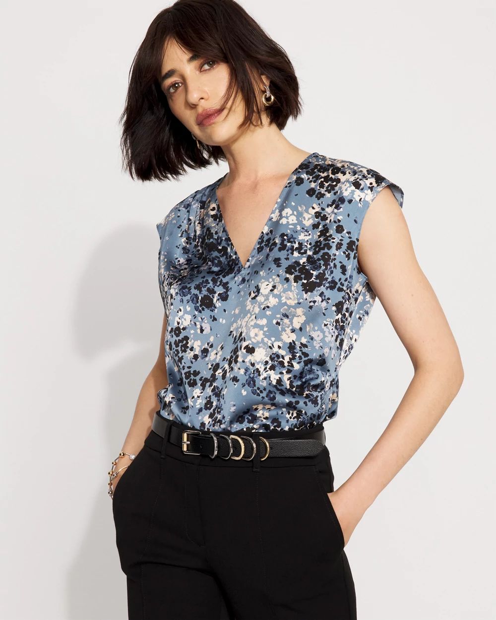 Satin V-Neck Shell | White House Black Market